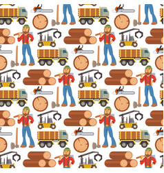 Sawmill woodcutter character logging silhouette Vector Image