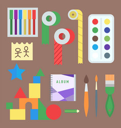 Themed kids creativity creation symbols poster in Vector Image