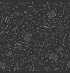 Back to school doodles in chalkboard background Vector Image