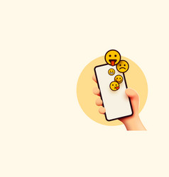 Emoticon with smart phone Royalty Free Vector Image