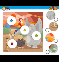 Match pieces puzzle with sea animals group Vector Image