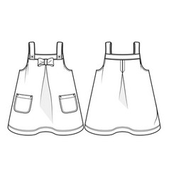 Front and back sides of a denim sundress Vector Image
