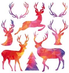 Geometric christmas deer set Royalty Free Vector Image