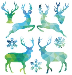 Polygon christmas deer set Royalty Free Vector Image