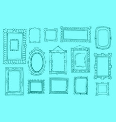 Vintage hand drawn old outline picture frame set Vector Image