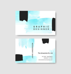 Splash color name card design with light blue Vector Image