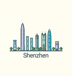 Flat line tokyo banner Royalty Free Vector Image