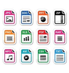 Square file labels icon set Royalty Free Vector Image
