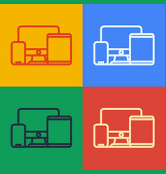 Pop art computer monitor graphic tablet Royalty Free Vector