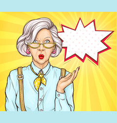 Smiling retro old woman and meat leg Royalty Free Vector