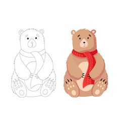 Christmas bear flat isolated Royalty Free Vector Image