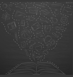 Back to school doodles in chalkboard background Vector Image