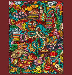 Cartoon cute doodles chinese new year seamless Vector Image