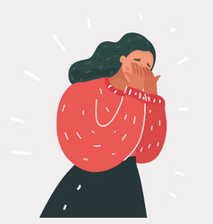 Crying woman talking on phone Royalty Free Vector Image