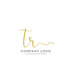 Tr initial handwriting logo with rectangle Vector Image