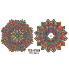 Set of four abstract round lace design Royalty Free Vector
