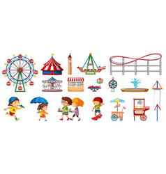 Circus scene with kids on the ride Royalty Free Vector Image