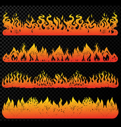 Flame and fire set in vintage style hand drawn Vector Image