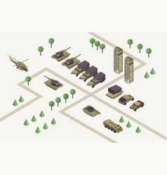 Military base isometric army Royalty Free Vector Image