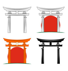 Torii and dragons stencil Royalty Free Vector Image