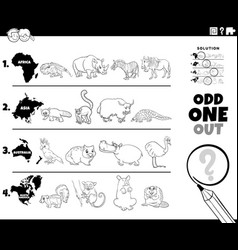Odd one out animal picture game coloring book page