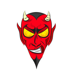Red devil smiles with a trident in his hands Vector Image