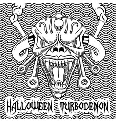 Monochrome halloween turbodemon poster Royalty Free Vector