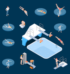 Swimming pool isometric flowchart Royalty Free Vector Image