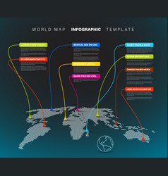 Infographic dark world map with pointer marks Vector Image