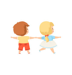 Kids dancing in circle holding hands cute little Vector Image