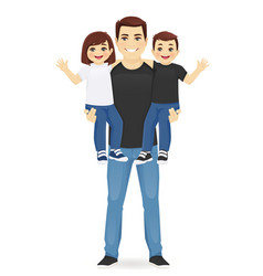 Cartoon father alone with a child Royalty Free Vector Image