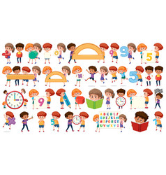Children with math tools Royalty Free Vector Image