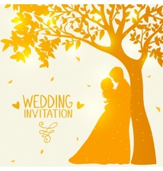 Dating couple silhouette under love tree Vector Image