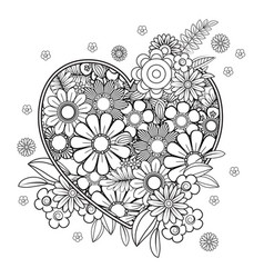 Floral heart coloring page Royalty Free Vector Image