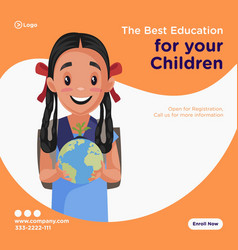 Banner design girl education Royalty Free Vector Image