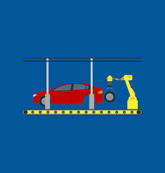 Cartoon automated machinery manufacturing Vector Image