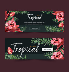 Banner design with classic wild tropical plants Vector Image