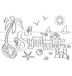 Coloring on the theme of summer vacation Vector Image