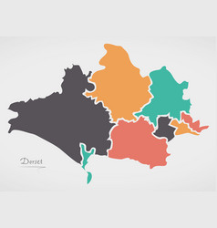 Dorset england map with states and modern round Vector Image