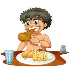 Man eating chicken alone Royalty Free Vector Image