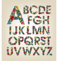 Spring alphabet with gentle sakura flowers abcd Vector Image