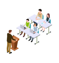 Students webinar computer school digital seminar Vector Image