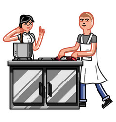 Cartoon catering professionals workers Royalty Free Vector
