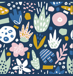 Seamless pattern with abstract retro flowers Vector Image