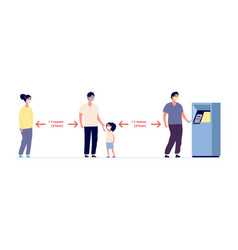 Social distance queue people in masks distancing Vector Image