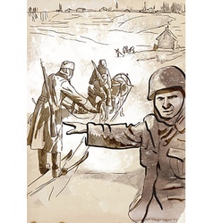 German world war two soldier pointing a gun Vector Image