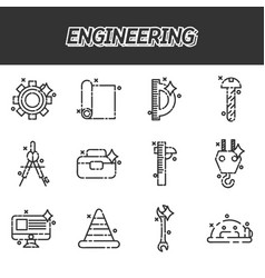 Engineering flat icons set Royalty Free Vector Image