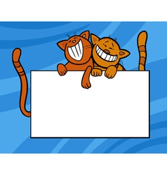 Cartoon cat with board or card Royalty Free Vector Image