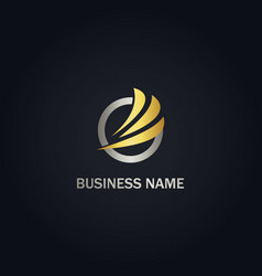 Abstract river square landscape gold logo Vector Image