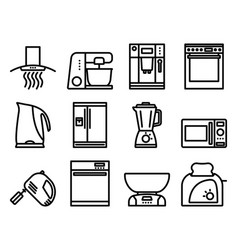 Realistic household kitchen appliances icon set Vector Image